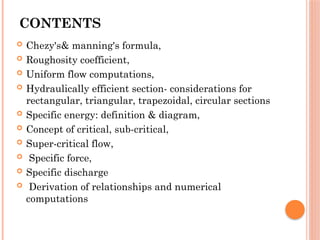 chapt 2.pptx STEADY AND UNIFORM FLOW THROUGH OPEN CHANNELS | PPTX