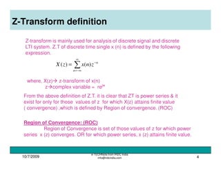 Digital Signal Processing Tutorial:Chapt 2 z transform | PDF