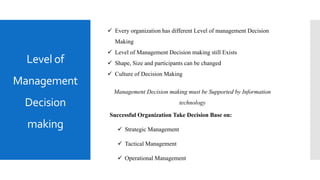 Management and Decision making and Types of Decisions | PPTX