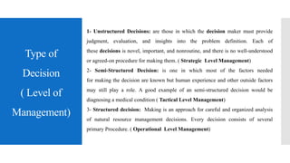 Management and Decision making and Types of Decisions | PPTX