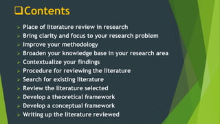 reviewing the literature | PPTX