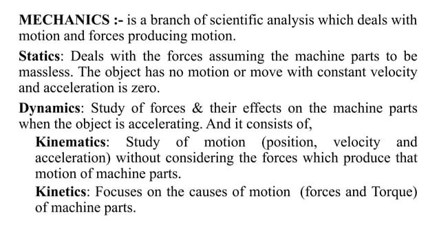 mechanism of machinery | PPTX | Physics | Science