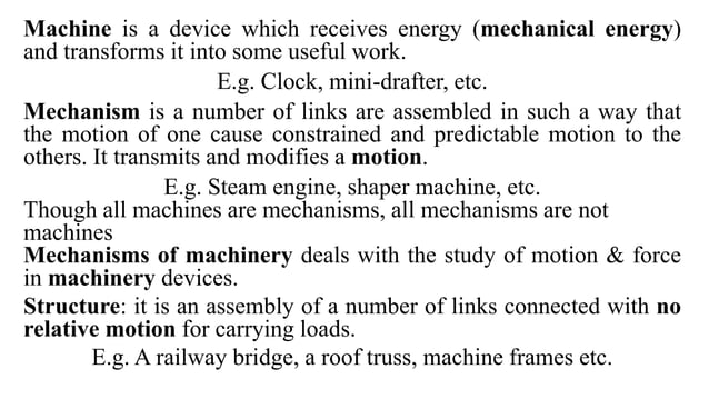 mechanism of machinery | PPTX | Physics | Science