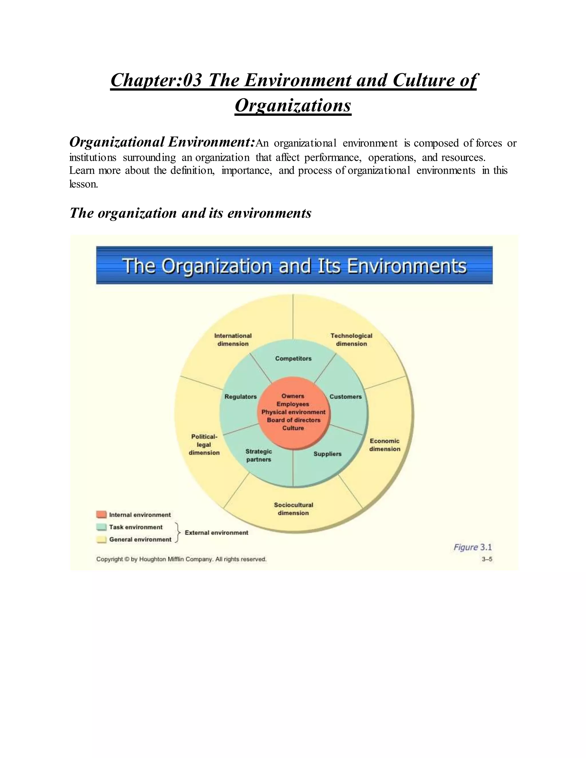 The Environment and Culture of Organizations | DOCX