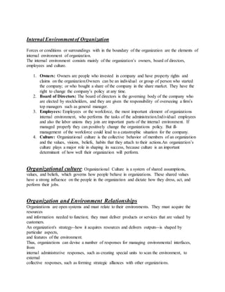 The Environment and Culture of Organizations | DOCX | Environmental ...