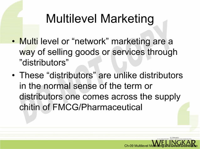 Multilevel marketing and direct distribution | PPT