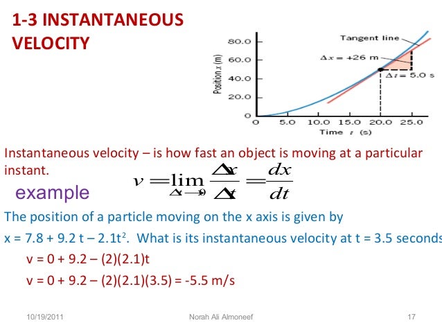 Instantaneous Velocity Example