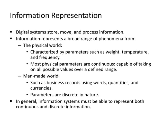 Logic Circuits Design - "Chapter 1: Digital Systems and Information" | PPT
