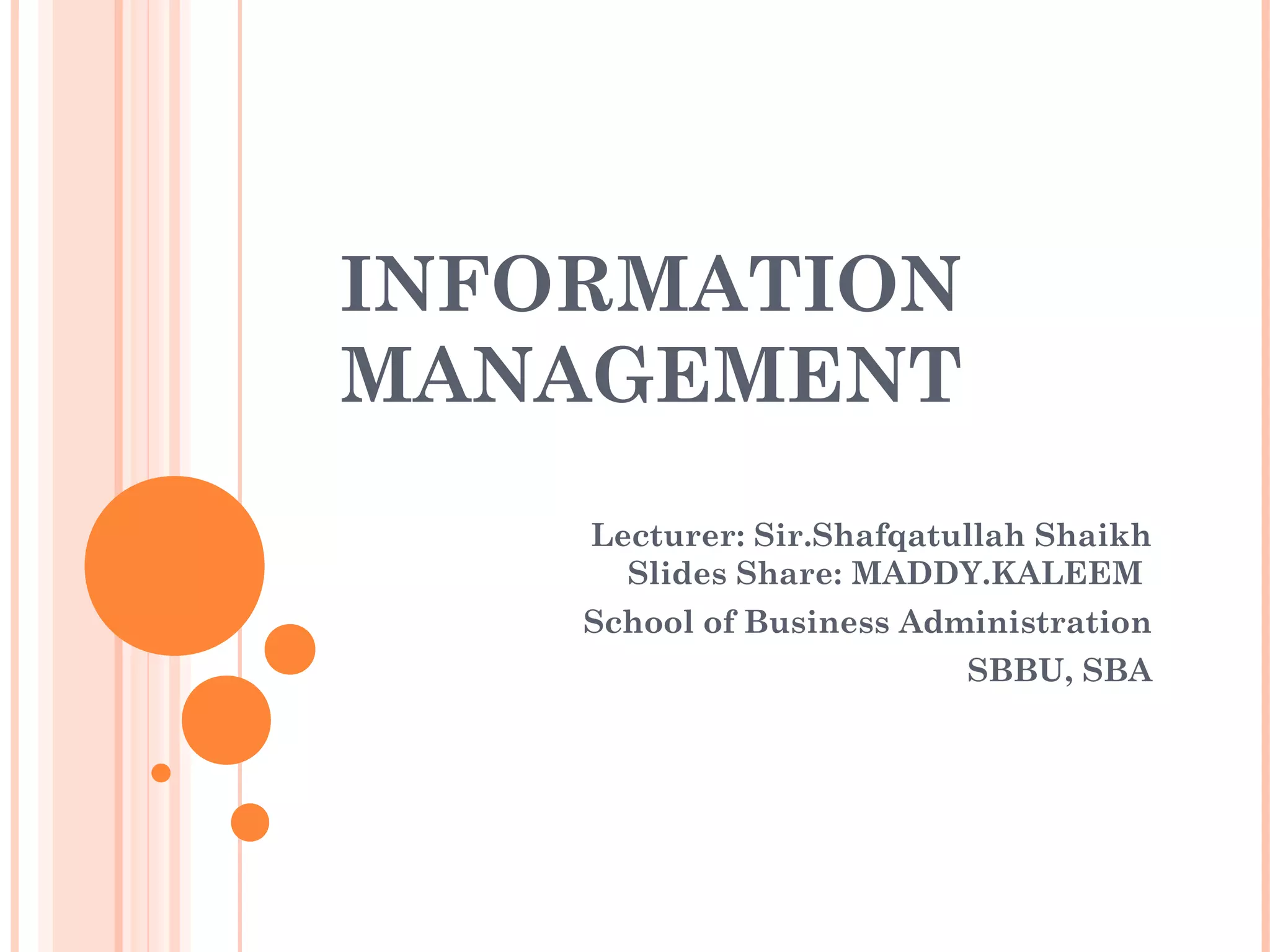 Introduction to Information Management Chapter 1 | PPT