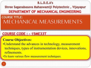 Chapter-1_Mechanical Measurement and Metrology | PPTX