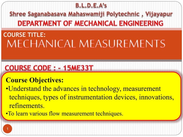 Chapter-1_Mechanical Measurement and Metrology | PPTX