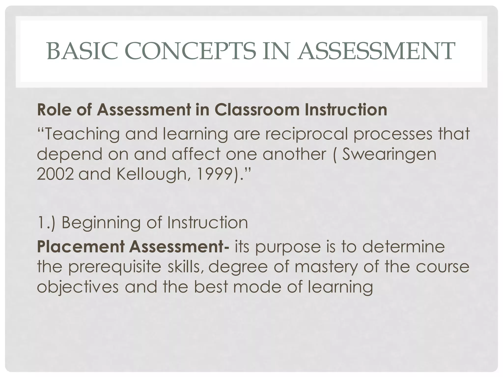 Basic Concepts in Assessment in Learning | PDF