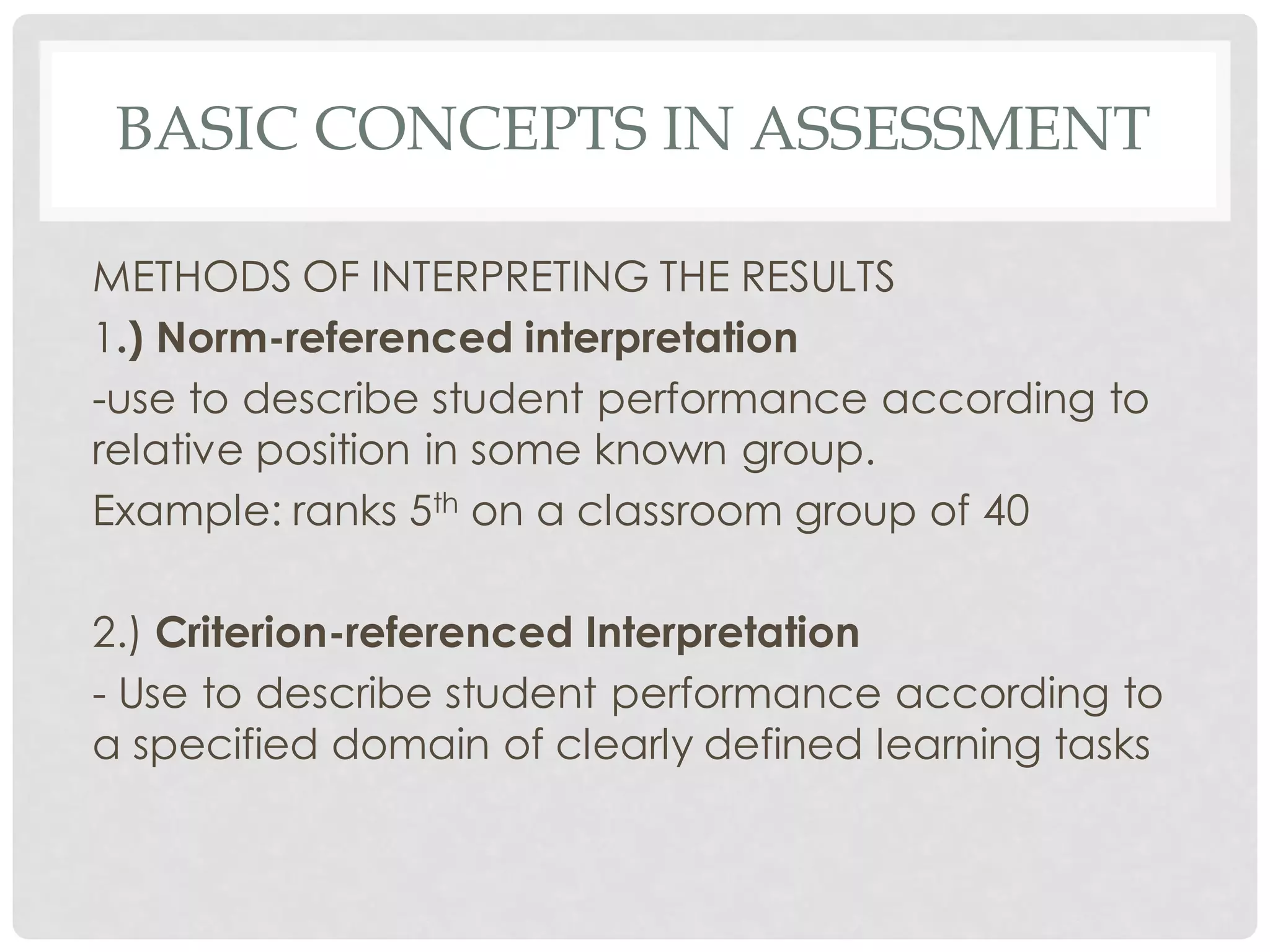 Basic Concepts in Assessment in Learning | PDF