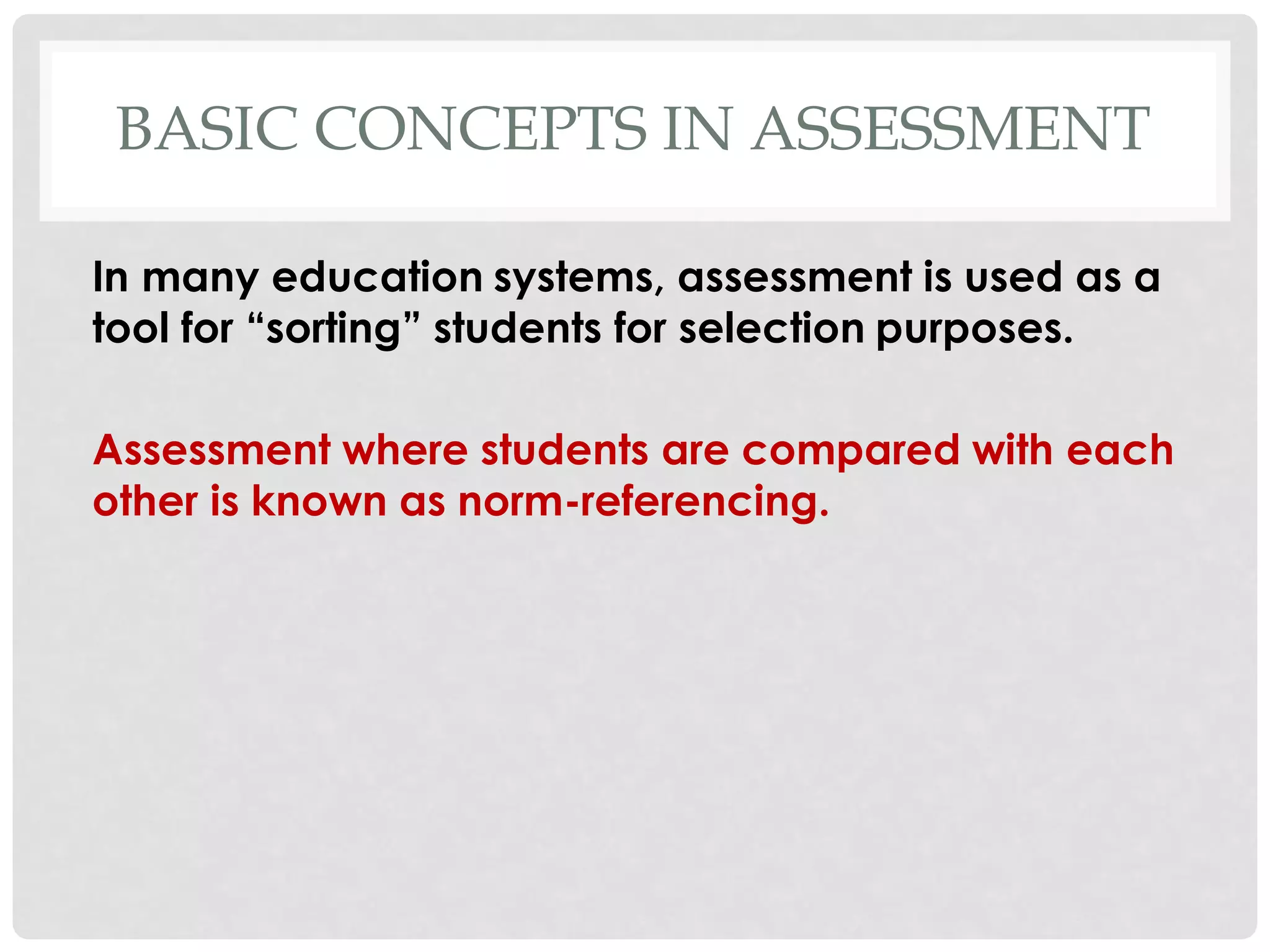 Basic Concepts in Assessment in Learning | PDF