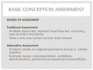 Basic Concepts in Assessment in Learning | PDF