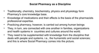 CONCEPT OF HEALTH-• Definition and Scope. Social Pharmacy as a ...