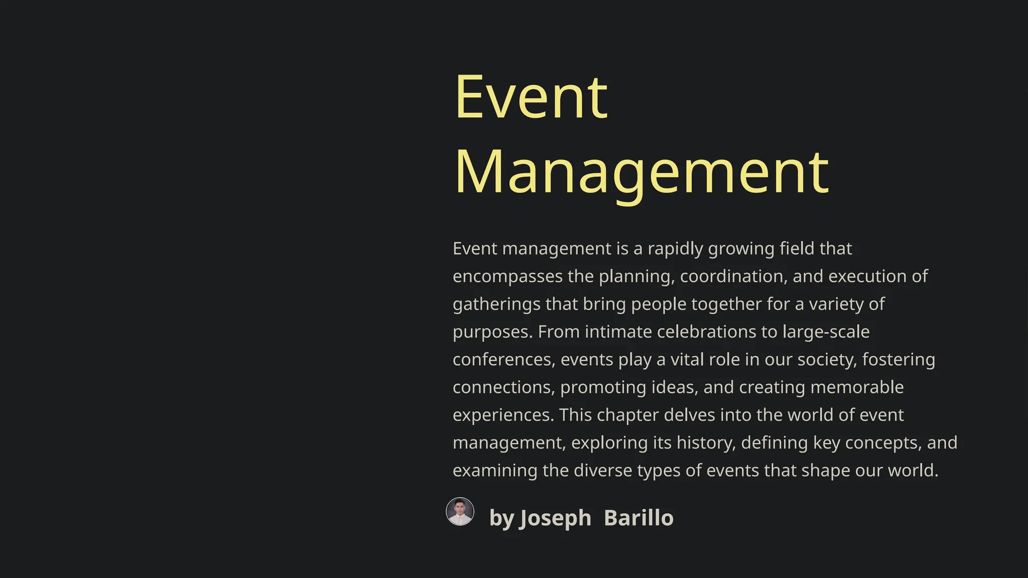 CHAPTER 1 EVENT MANAGEMENT: AN OVERVIEW FOR THE | PPTX