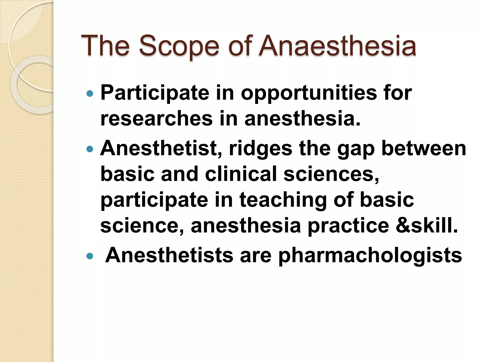 Chapter 1-intro duction of anesthesia | PPTX