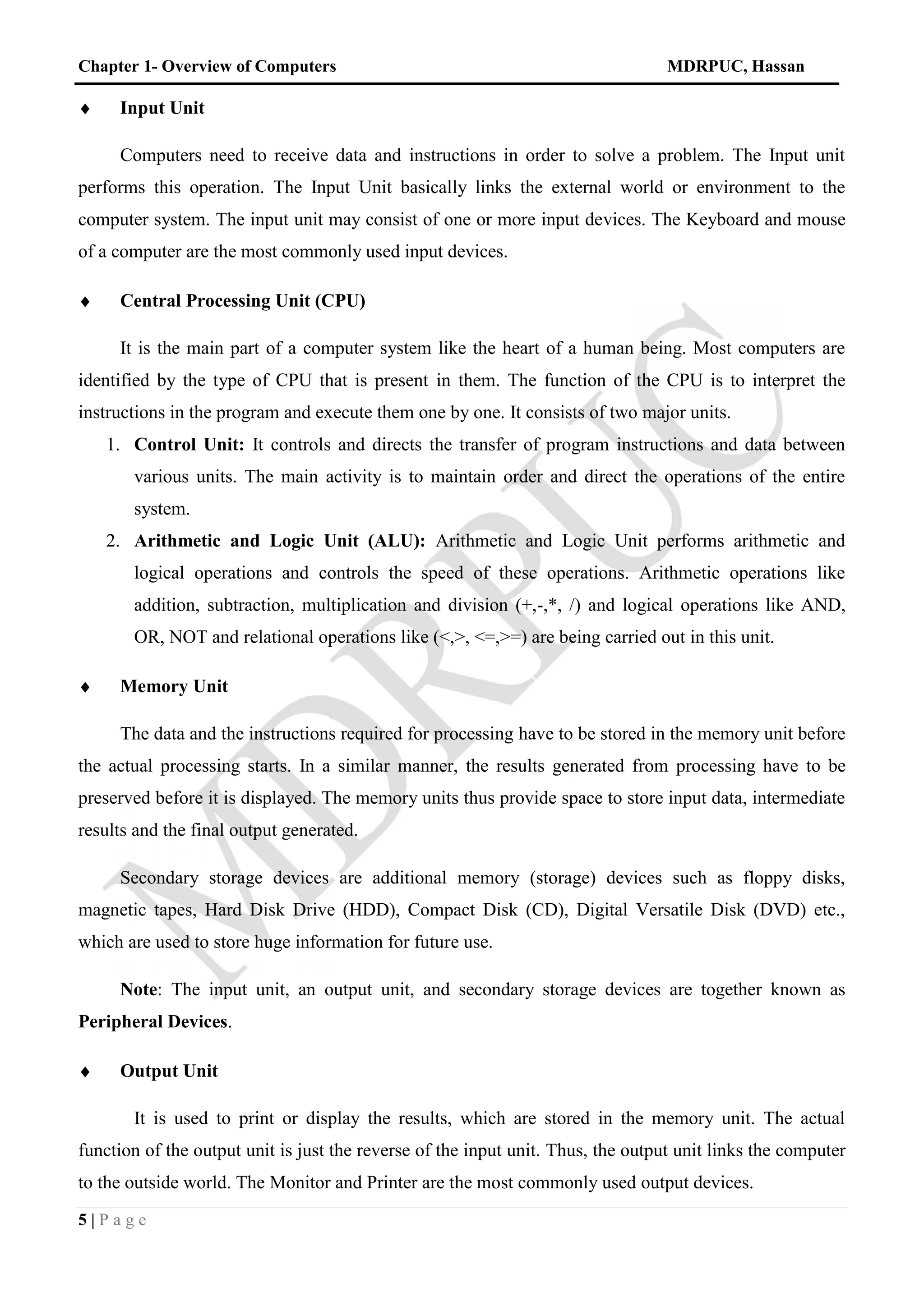 chapter-1-overview-of-computer. for your reference | PDF | Free Download