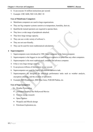 chapter-1-overview-of-computer. for your reference | PDF