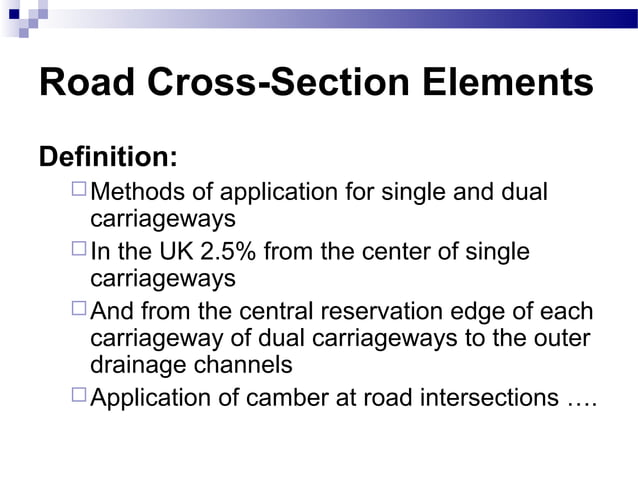 Chapter 1-road-cross-section-elements | PPT | Auto Safety | Automotive