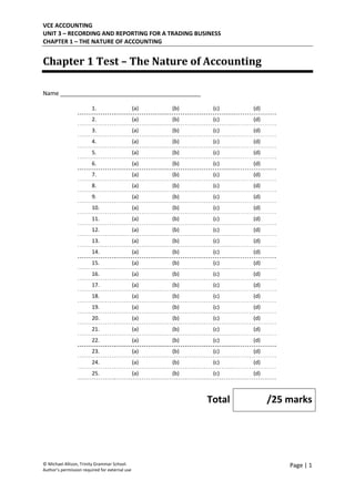 Chapter 1 - Accounting Theory Test | PDF