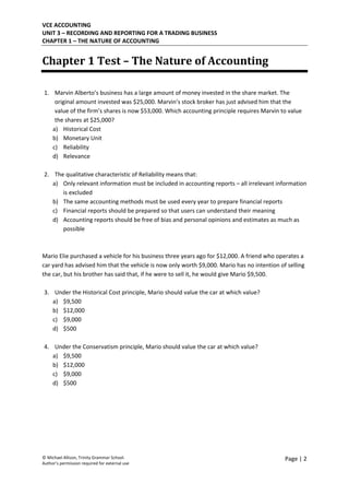 Chapter 1 - Accounting Theory Test | PDF