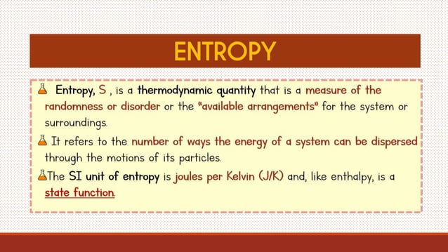 CHEMICAL THERMODYNAMICS (SPONTANEITY AND ENTROPY) | PPTX | Chemistry ...