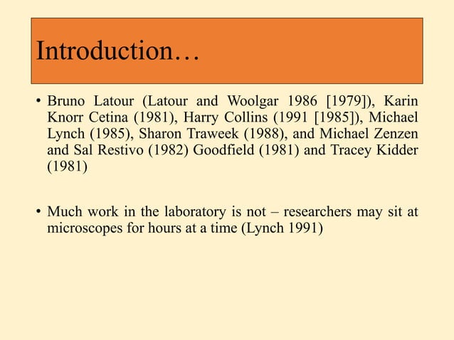 Studying Laboratories: from Sismondo book | PPTX