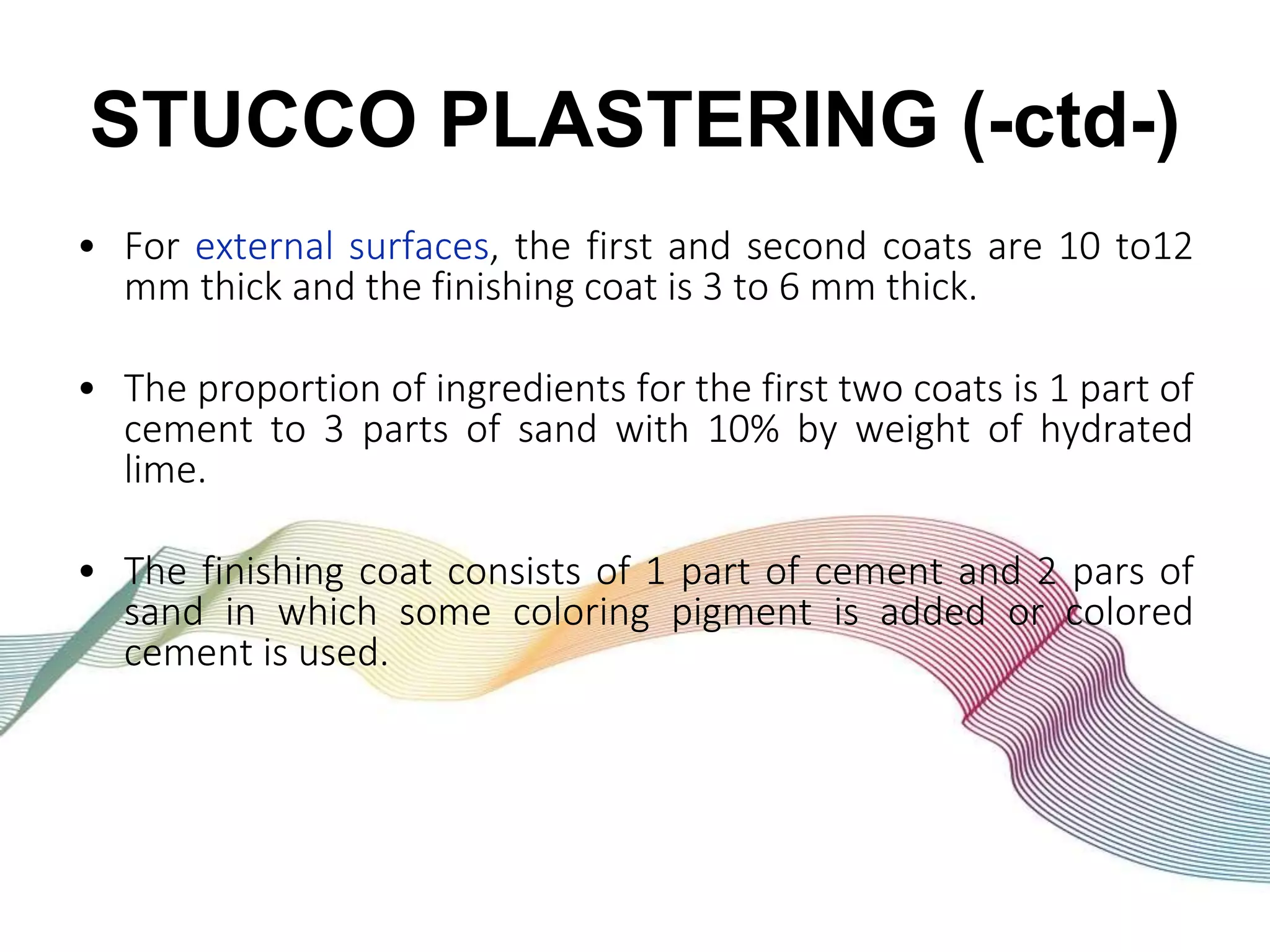 Chapter 10 wall finishes ( plastering,pointing & painting) | PPTX