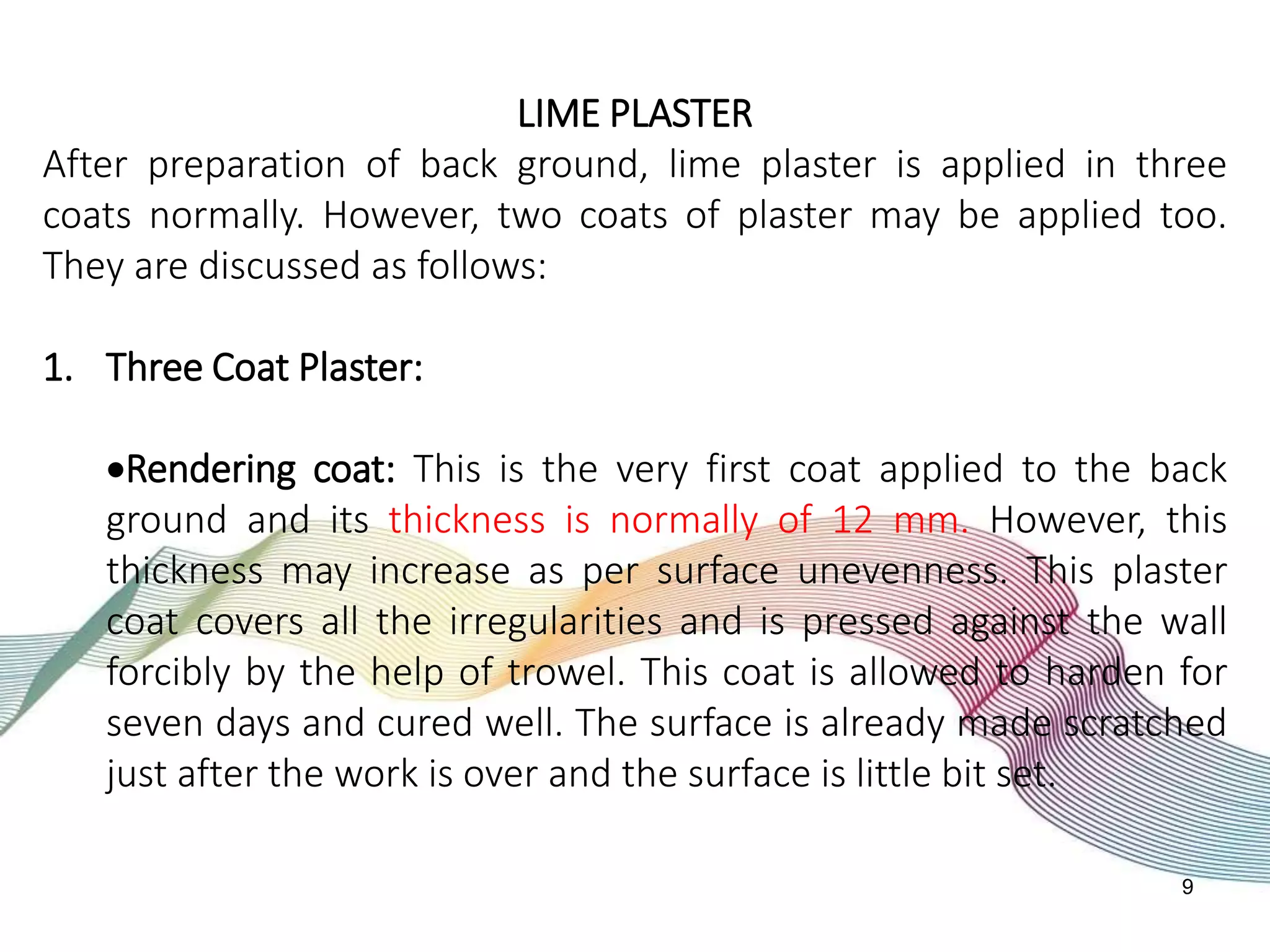 Chapter 10 wall finishes ( plastering,pointing & painting) | PPTX