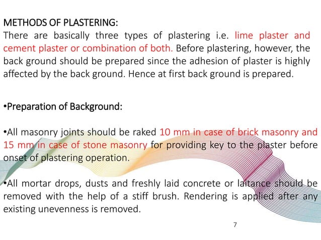 Chapter 10 wall finishes ( plastering,pointing & painting) | PPTX