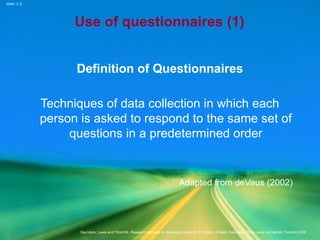 chapter- 11.ppt Collecting primary data using questionnaire | PPT