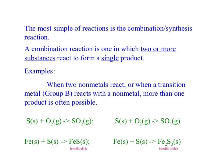 Chapter 11 - Reaction Types