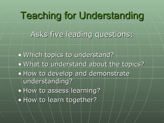 Teaching for Understanding with Technology | PPT