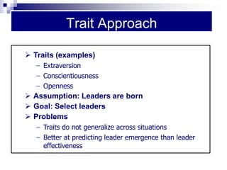 Basic Approaches to Leadership, Chapter-12- Organizational Behavior | PDF