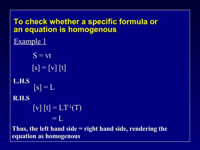 Chapter 1(3)DIMENSIONAL ANALYSIS | PPT | Physics | Science