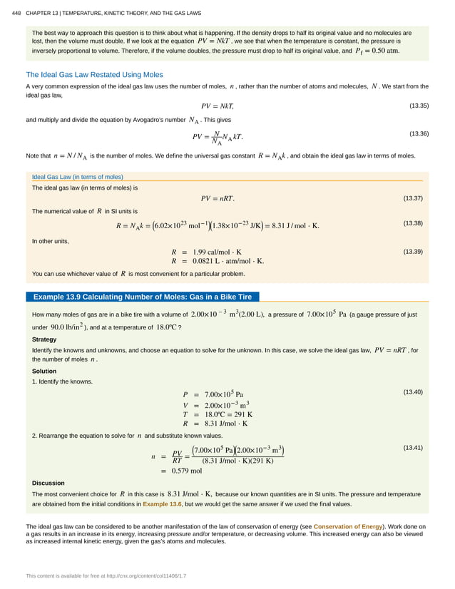Chapter 13 temperature kinetic theory and the gas laws | PDF ...