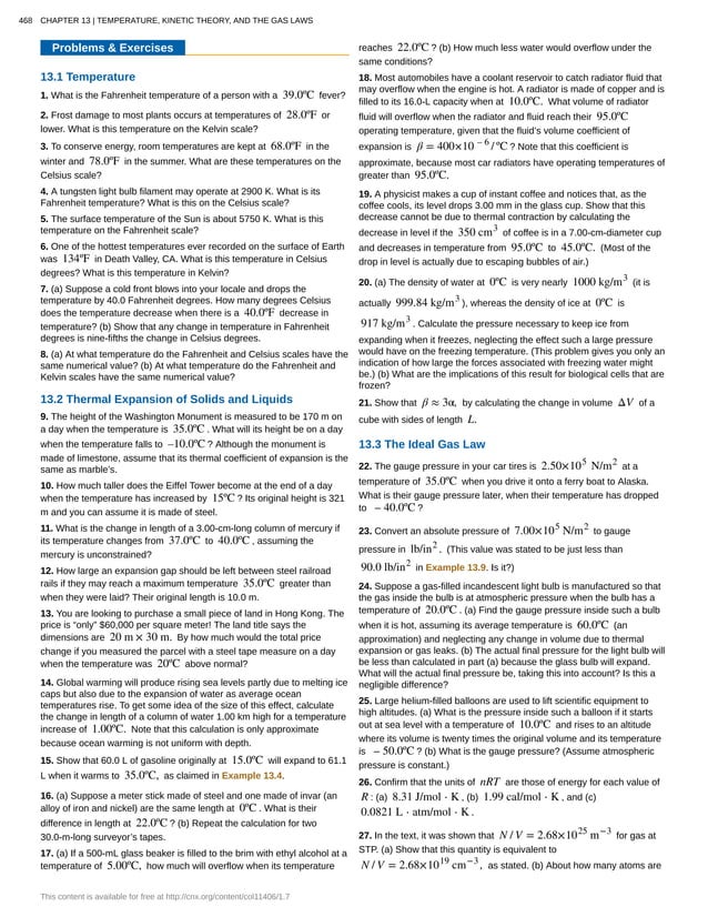 Chapter 13 temperature kinetic theory and the gas laws | PDF ...