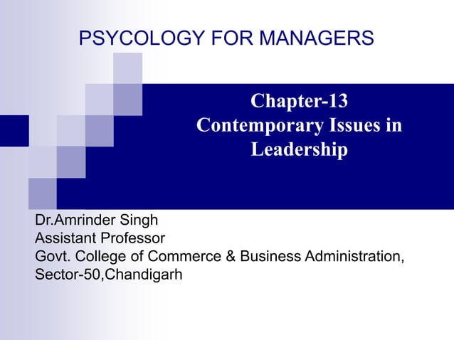 Contemporary Issues In Leadership, Chapter 13, Organizational Behavior | PDF | Executive ...