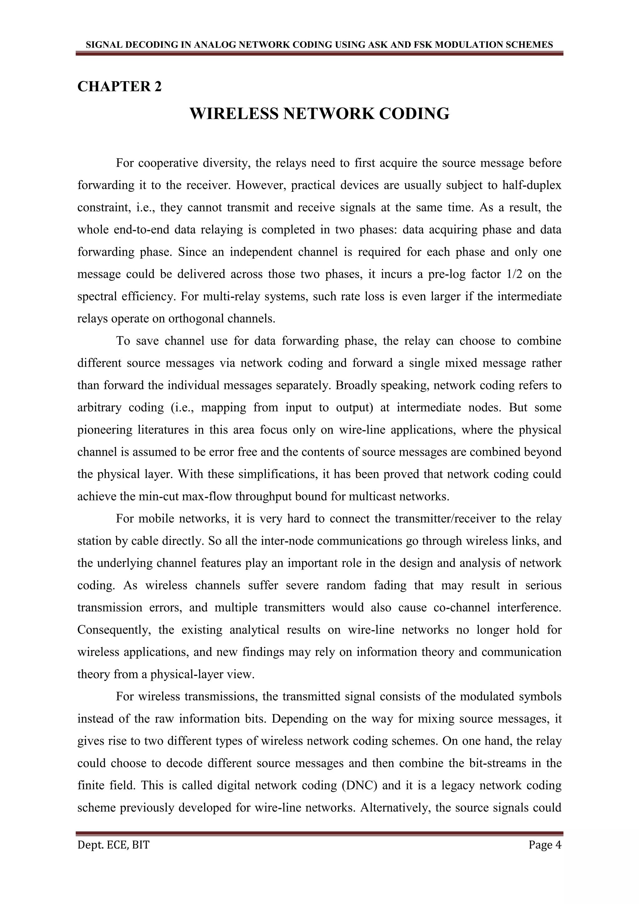Signal Decoding In Analog Network Coding Using Ask And Fsk Modulation Schemes Pdf