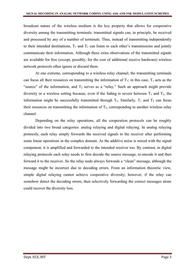 SIGNAL DECODING IN ANALOG NETWORK CODING USING ASK AND FSK MODULATION SCHEMES | PDF