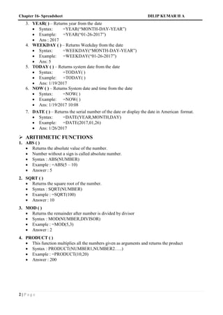 Chapter 16-spreadsheet1 questions and answer | PDF