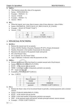 Chapter 16-spreadsheet1 questions and answer | PDF
