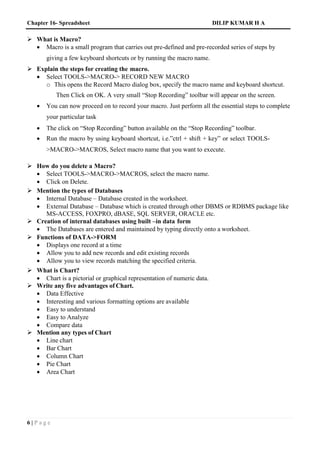 Chapter 16-spreadsheet1 questions and answer | PDF