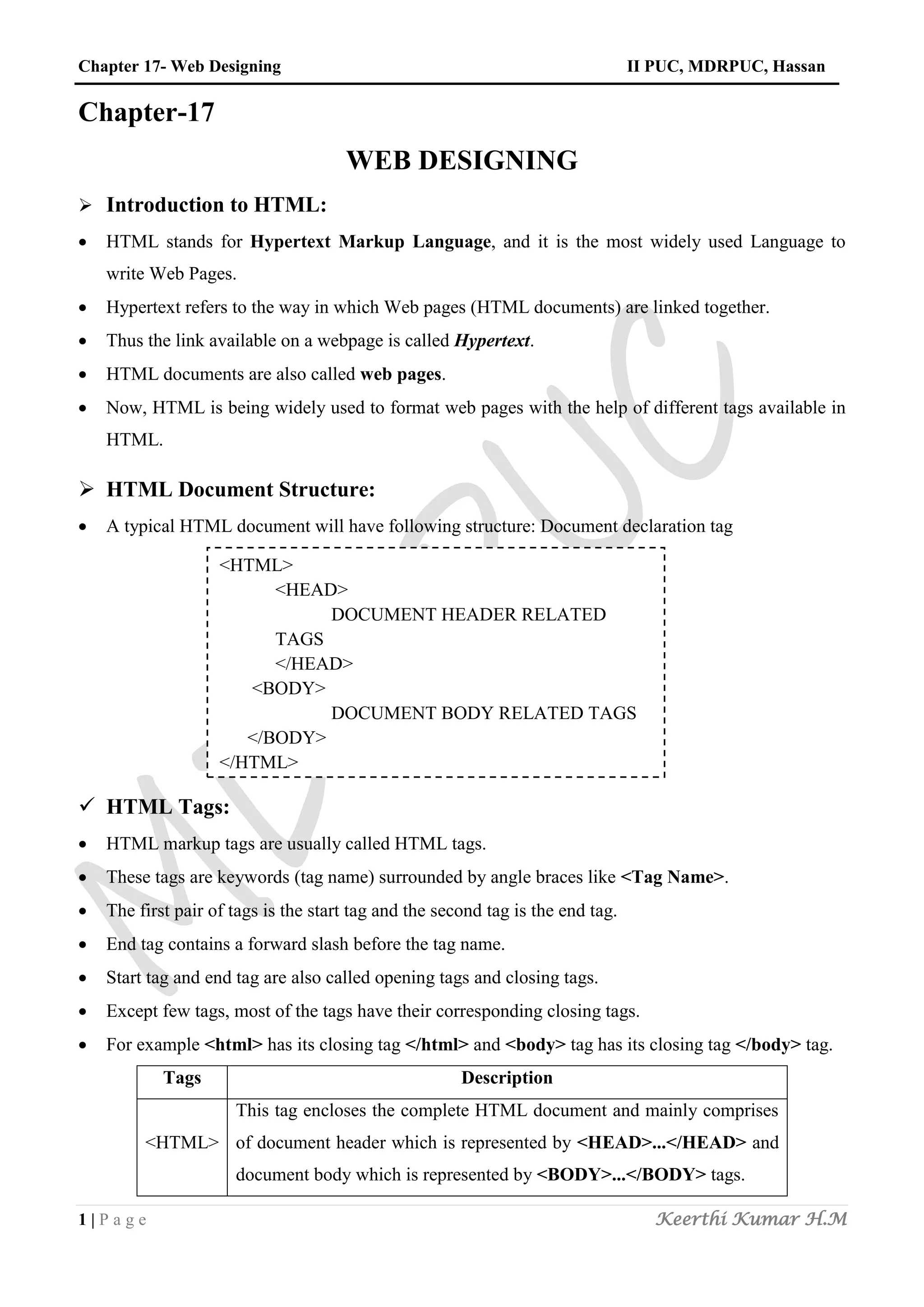 chapter-17-web-designing2.pdf | Web Design and HTML | Internet