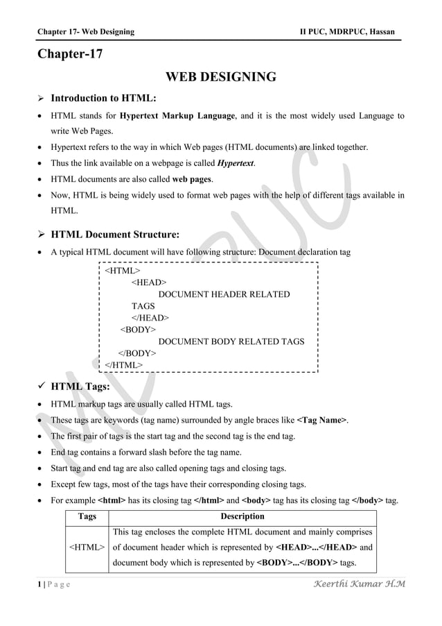 chapter-17-web-designing2.pdf | Web Design and HTML | Internet