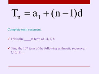 Chapter 1 arithmetic & geometric sequence | PPT