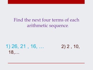 Chapter 1 arithmetic & geometric sequence | PPT