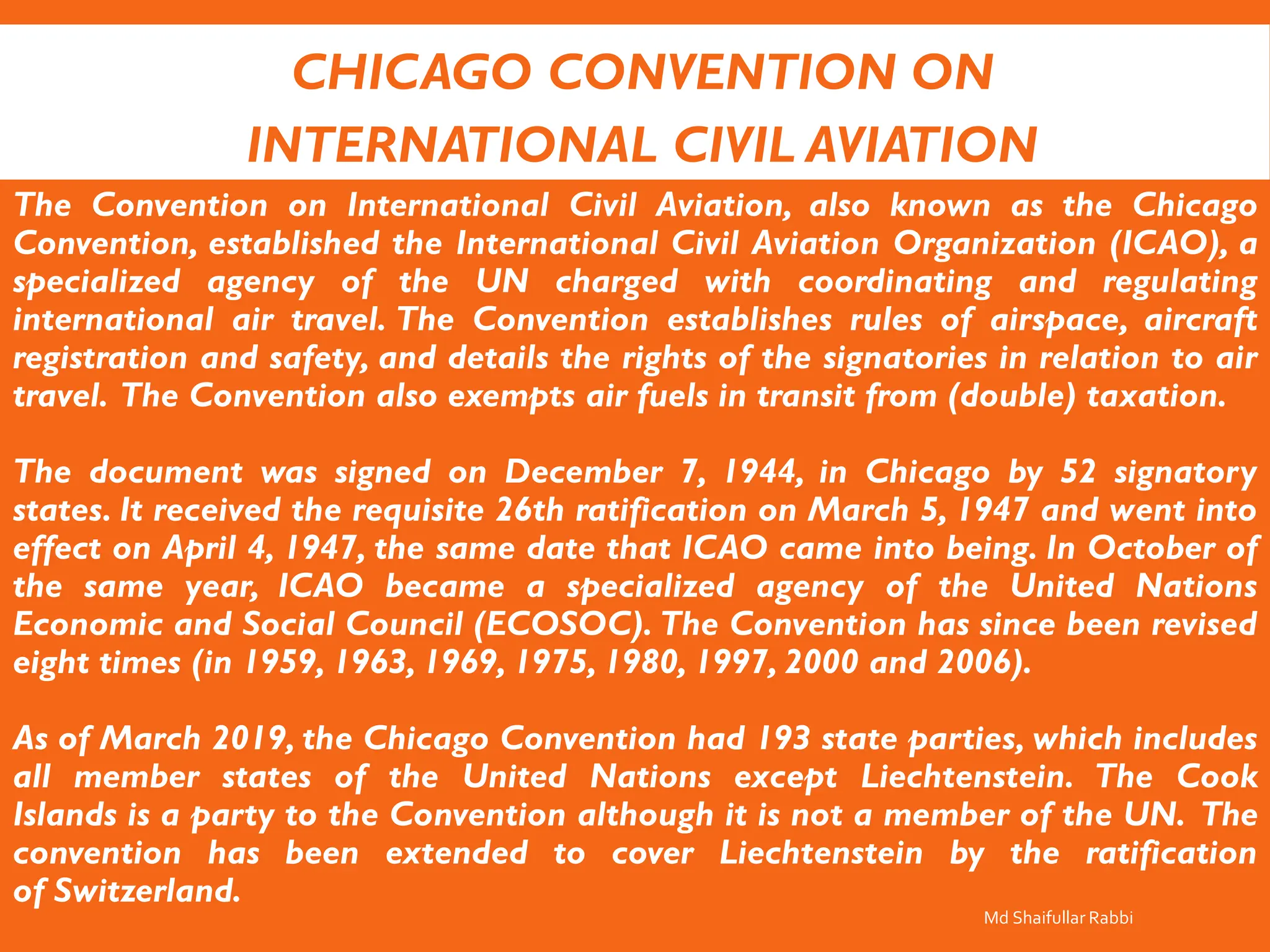 Chapter-1 IATA, UFTAA, ICAO, FAA, CAA, ATAB, Conventions | PDF